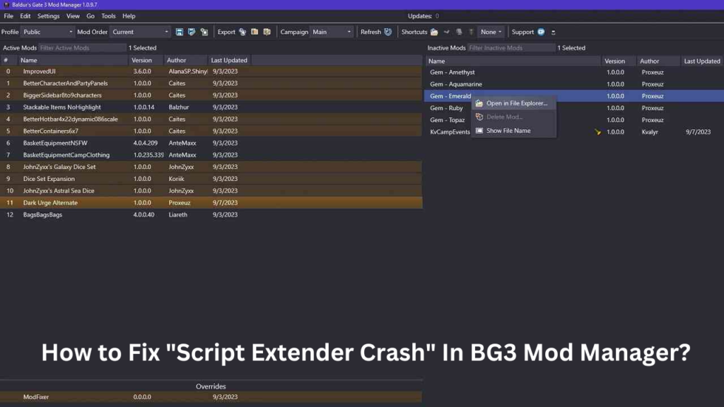 How to Fix "Script Extender Crash" In BG3 Mod Manager?